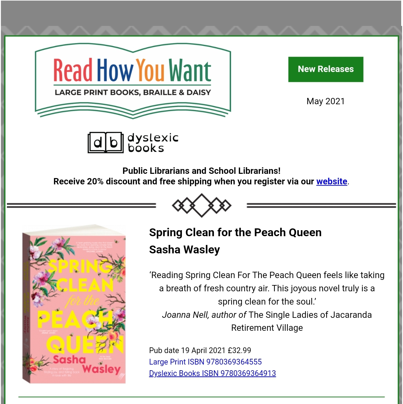 “SPRING CLEAN” now available in Large Print, Braille & Dyslexic ...